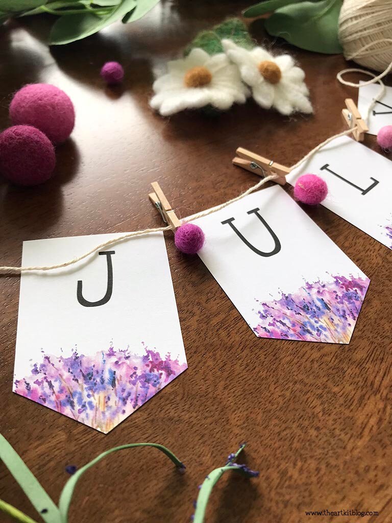 July Banner Printable, July Printable Wall Art, Summer Printable ...