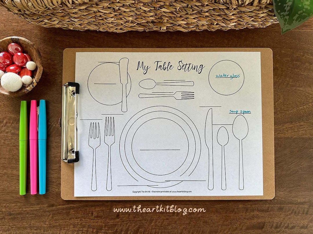 Table Setting Placemat Printables for Kids, Montessori Placemat ...