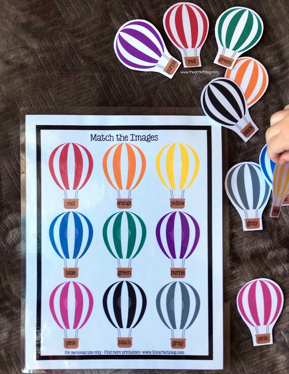 Match the Hot Air Balloon Colors // Cute Kids Matching Game // | Etsy