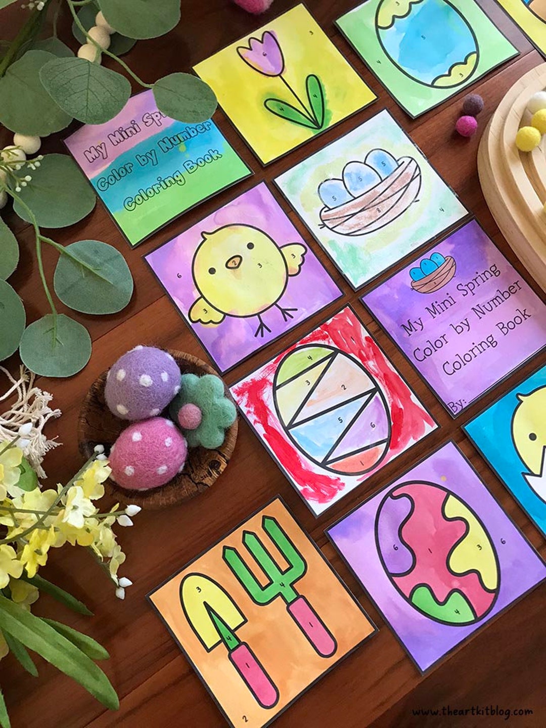 Mini Spring Color by Number Coloring Book, Spring Craft, Mini Spring ...