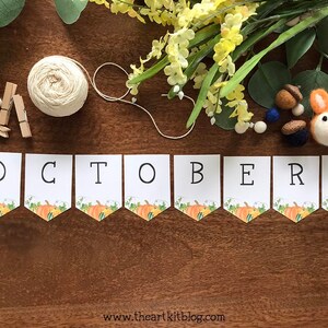 October Banner Printable, October Wall Art, Fall Printable Download ...
