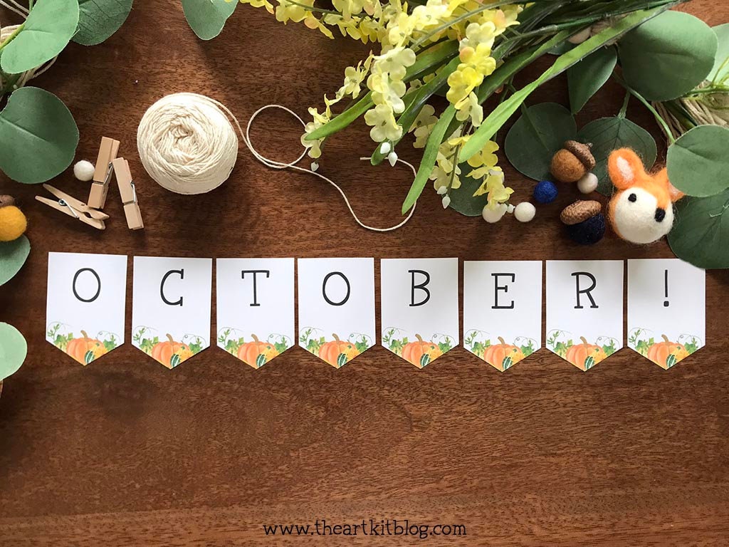 October Banner Printable, October Wall Art, Fall Printable Download ...