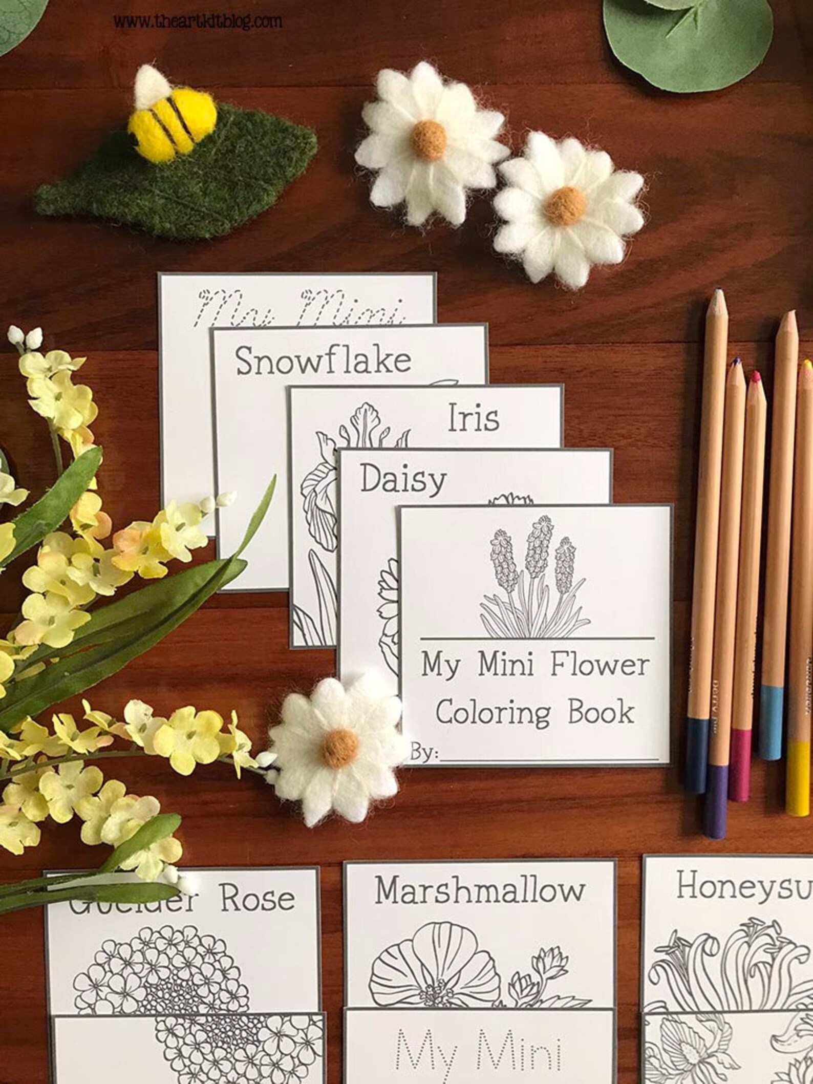 Mini Coloring Book With Flower Names, Mini Coloring Pages, Flower ...