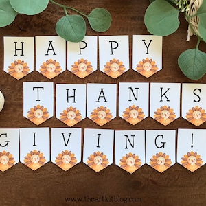 Happy Thanksgiving Banner Printable, November Wall Art, Fall Printable ...