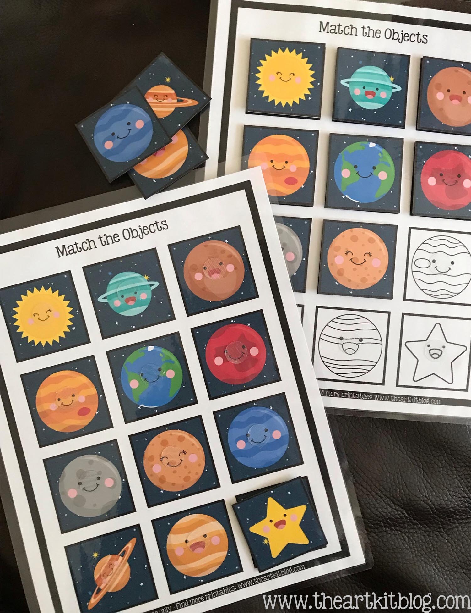 Solar System Space Matching Game Printable // Cute Kids Planets Match ...