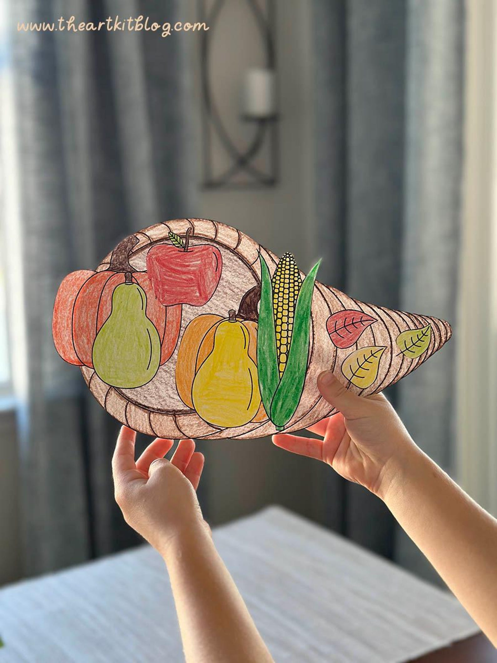 Cornucopia Template Printable, Thanksgiving Craft, Imaginative Play ...