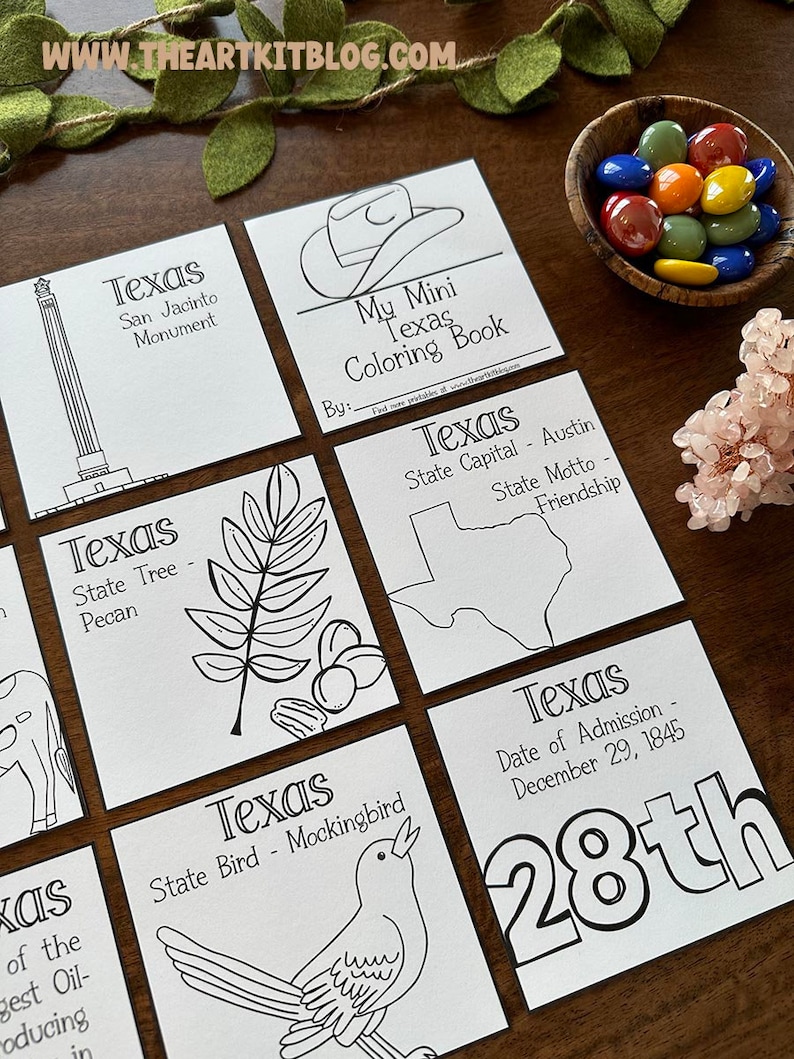Mini TEXAS Coloring Pages, 50 States Coloring Page, USA Homeschool ...