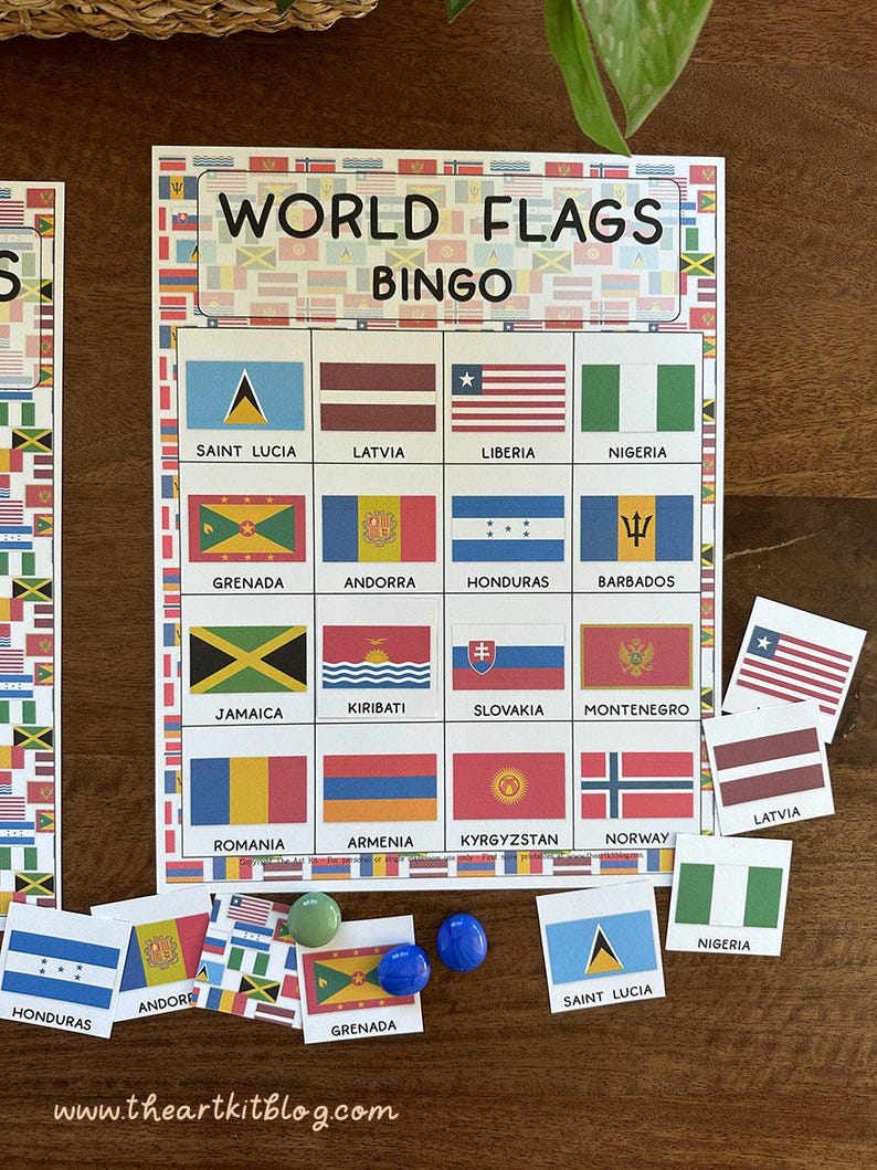 World Flags Bingo, Bingo Game Printable, Summer Games PDF, World Unit ...