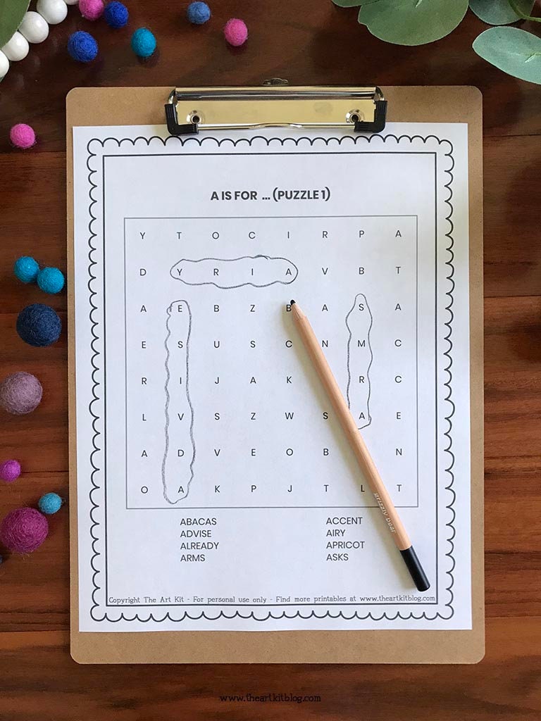 Letter A Word Search Printable Printable Games Homeschool - Etsy