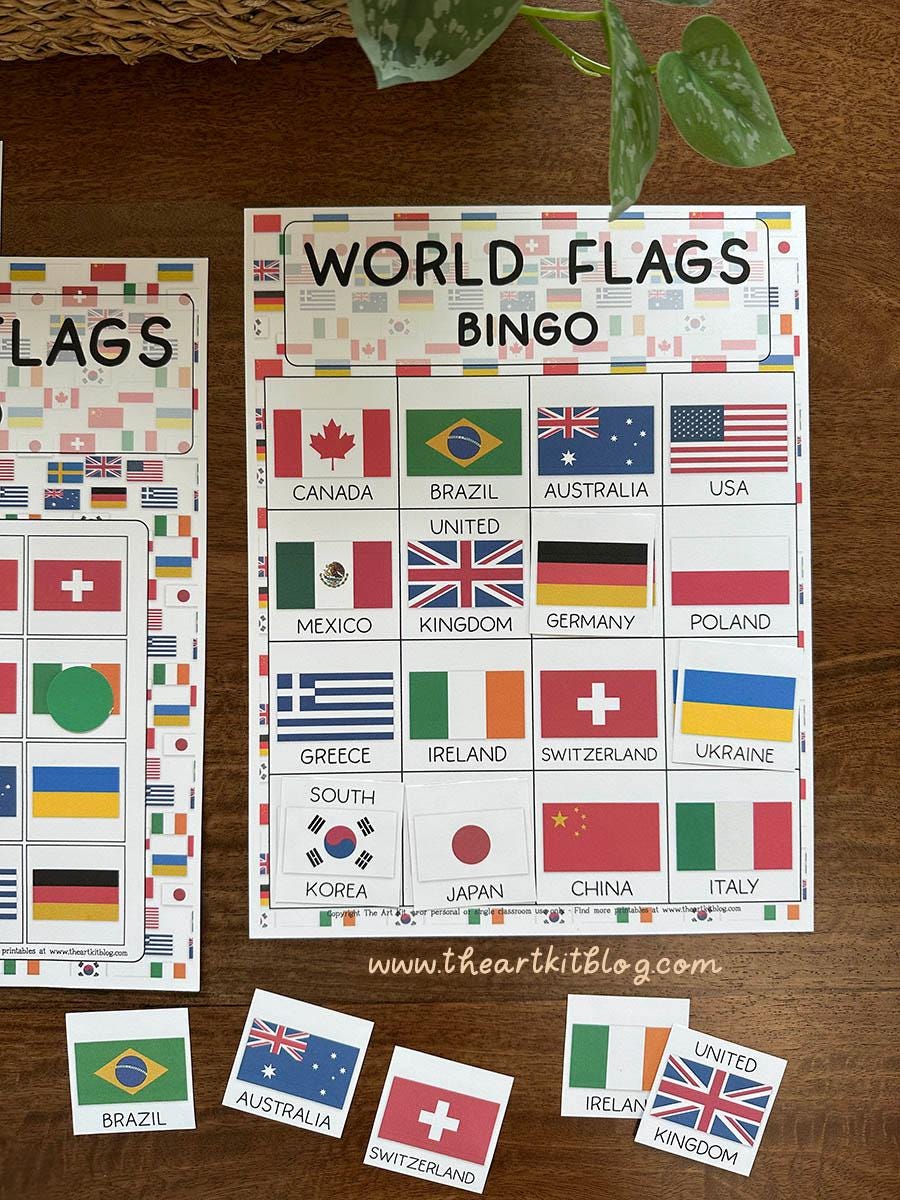Flags of the World Bingo, Bingo Game Printable, Summer Games PDF, World ...