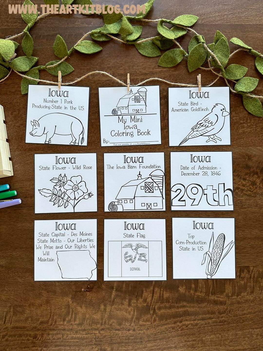Mini IOWA Coloring Pages, 50 States Coloring Page, USA Homeschool ...