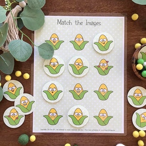 Cute Corn Face Memory Match Game Printable, Emoji Busy Book Page ...