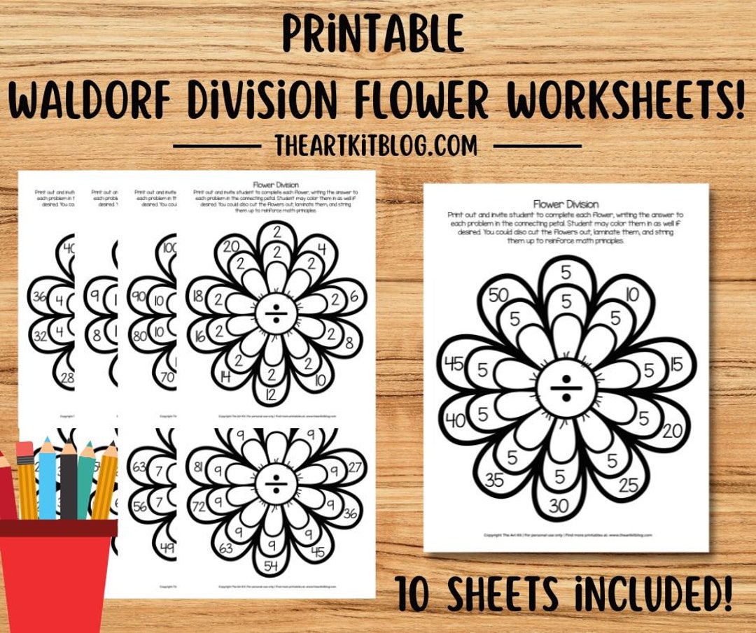 Waldorf Division Flowers Worksheets 1 to 10 - Montessori Learning ...