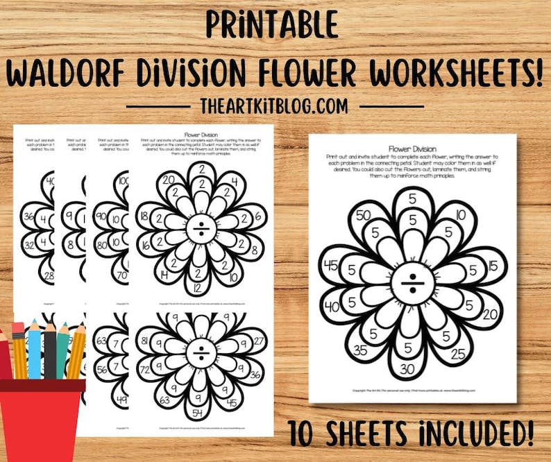 Math Coloring Pages, Division Flowers Worksheets 1 to 10 - Learning ...