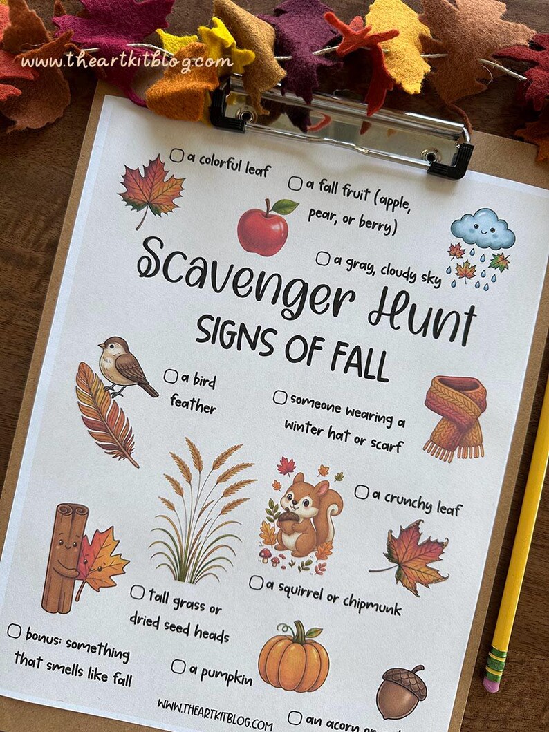 Fall Scavenger Hunt Printable for Kids | Autumn Nature Walk Activity ...