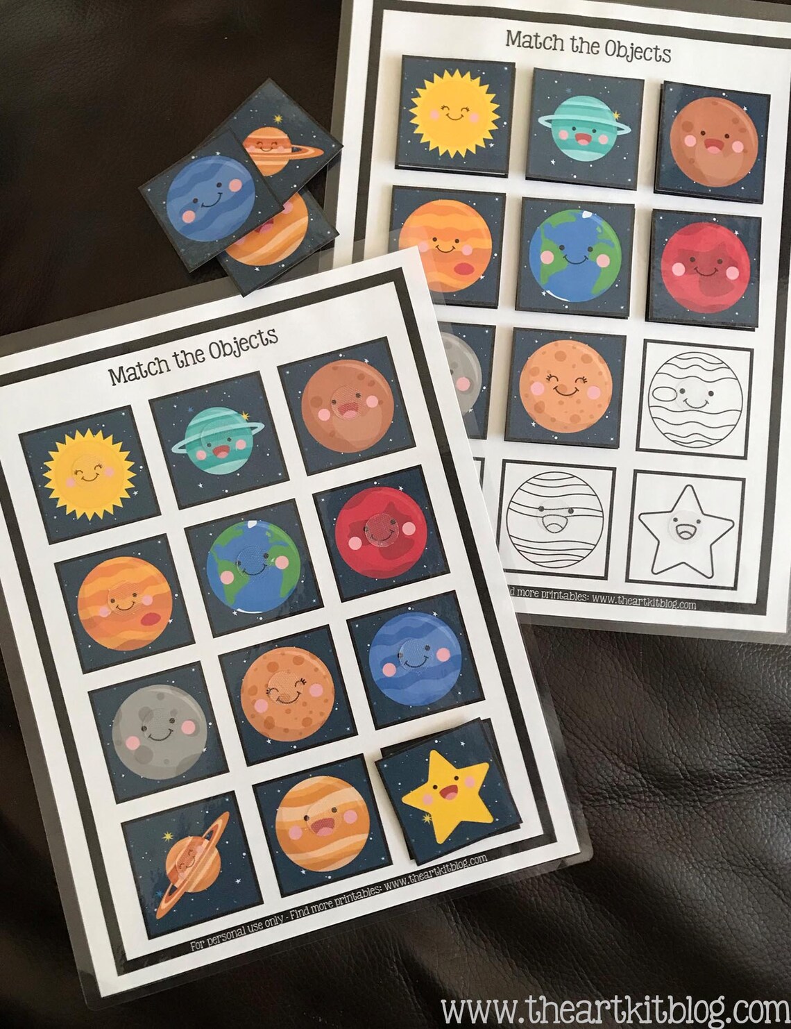 Solar System Space Matching Game Printable // Cute Kids Planets Match ...