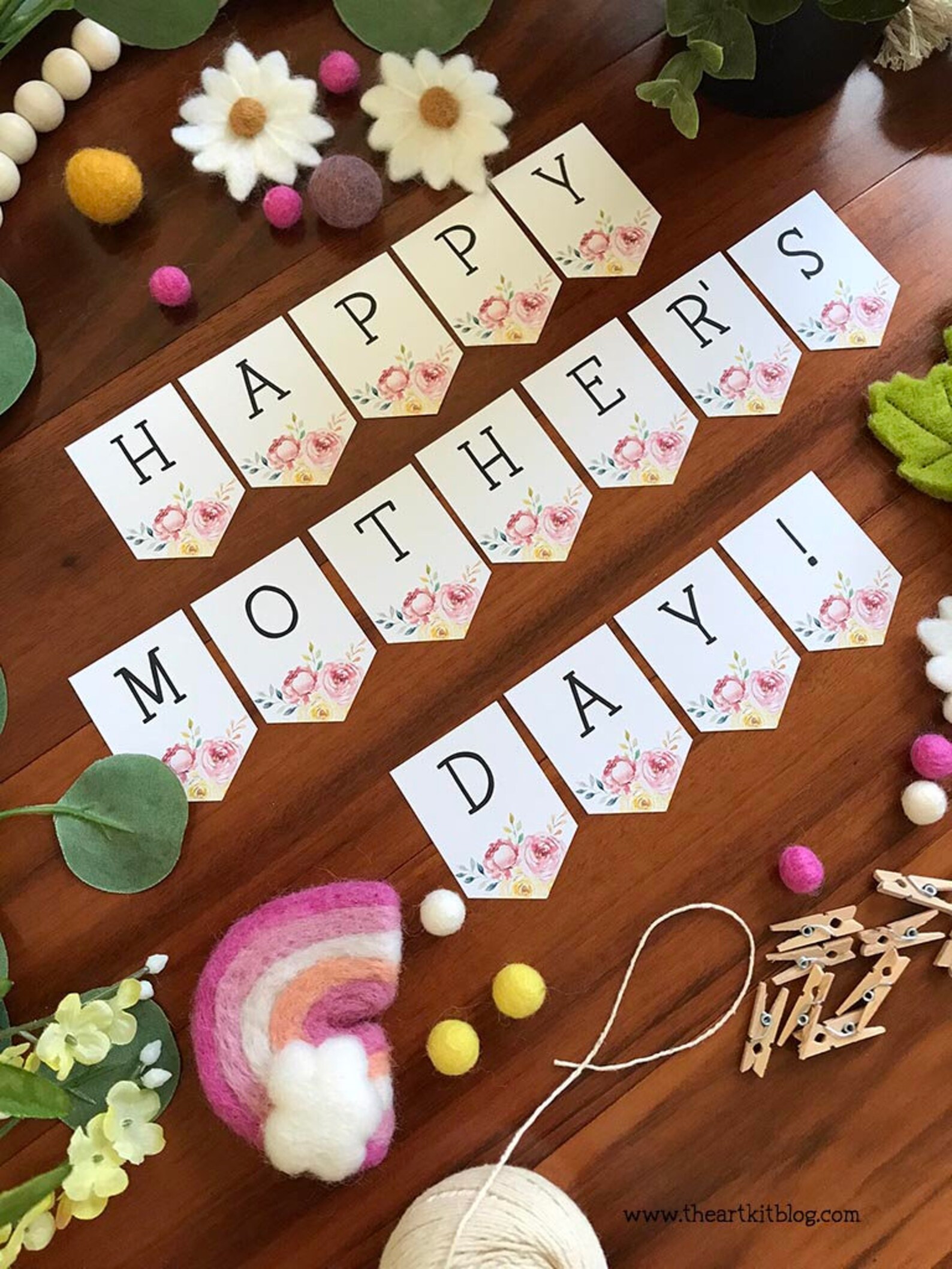 Happy Mother's Day Printable Banner, Party Bunting, Mom Garland ...