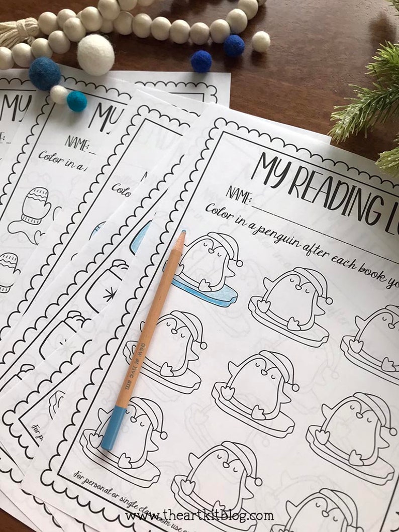 Winter Printable Reading Log for Kids, Reading Progress, Literacy ...