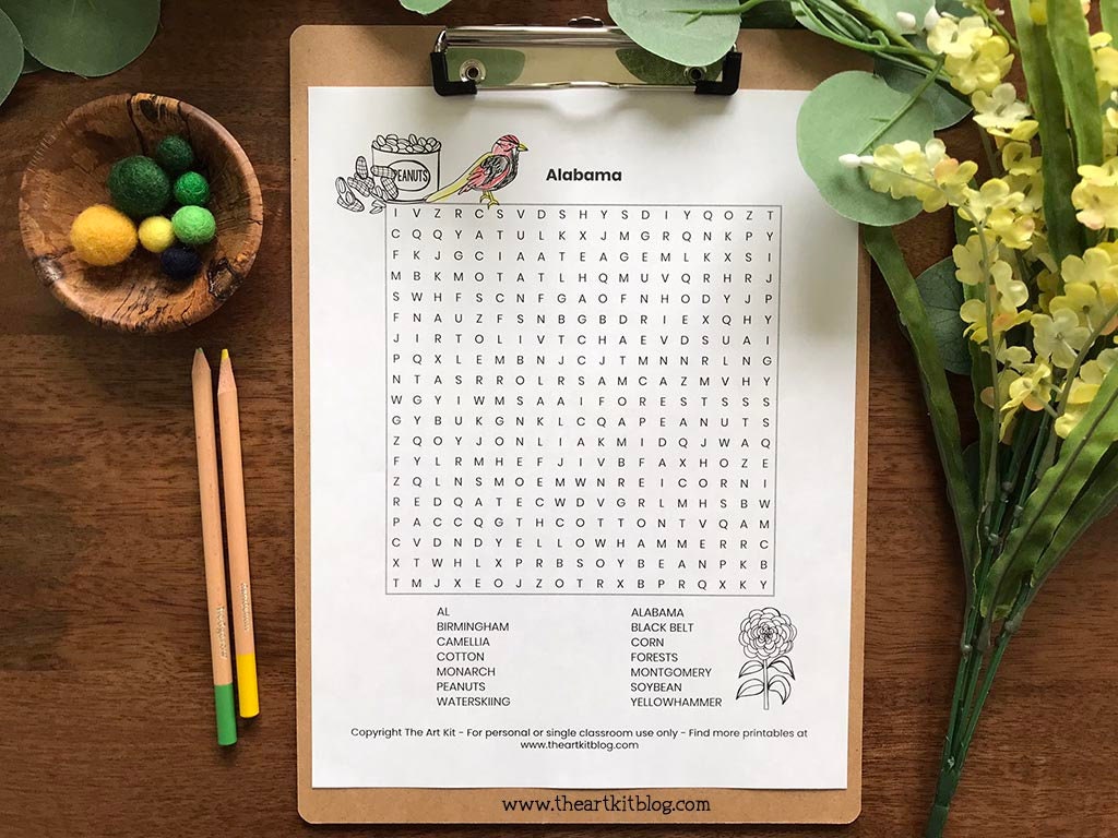 50 States Word Search Coloring Book, 50 States Homeschool, United ...