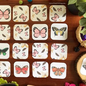 Memory Match Game Printable: Butterfly, Homeschool Printable, Cat ...