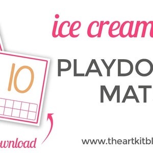 Pink Ice Cream Cone Playdough Mats Activity Mats for Number Counting ...