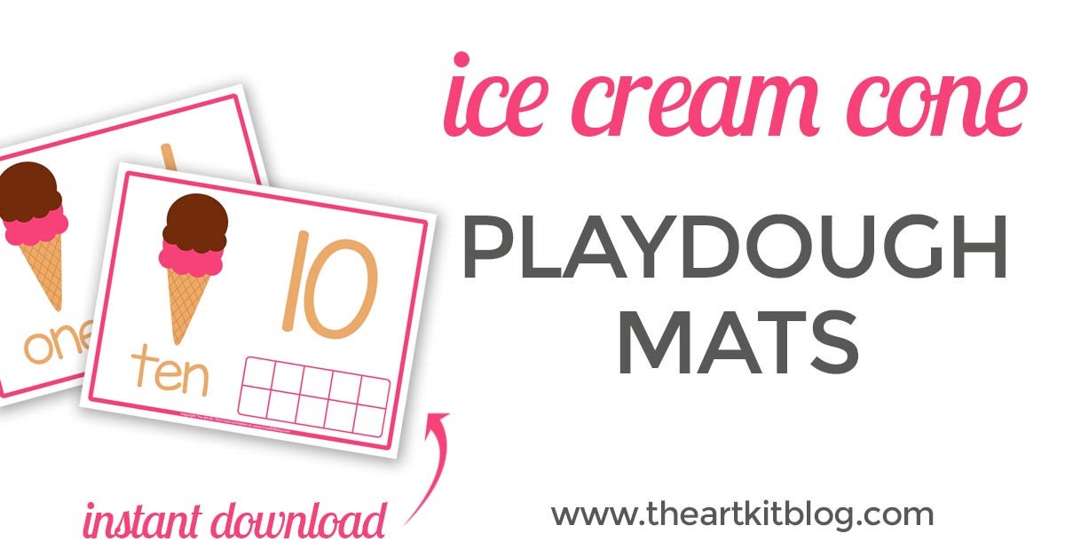 Pink Ice Cream Cone Playdough Mats Activity Mats for Number Counting ...