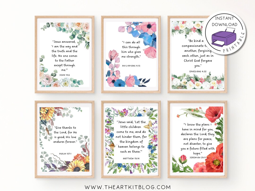 10 PRINTABLE Bible Verse Wall Art Download Printables, Ready to Print ...