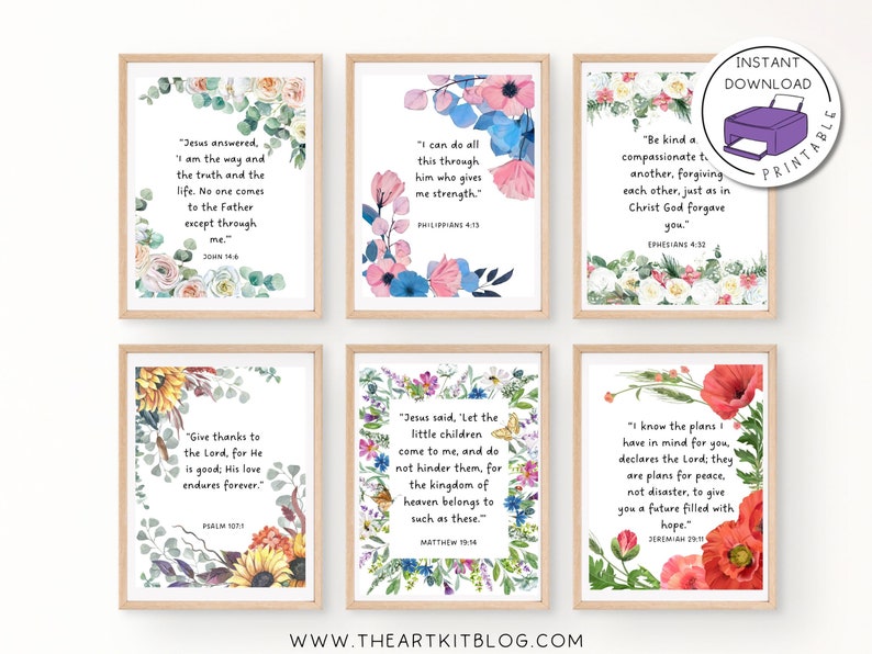 10 PRINTABLE Bible Verse Wall Art Download Printables, Ready to Print ...