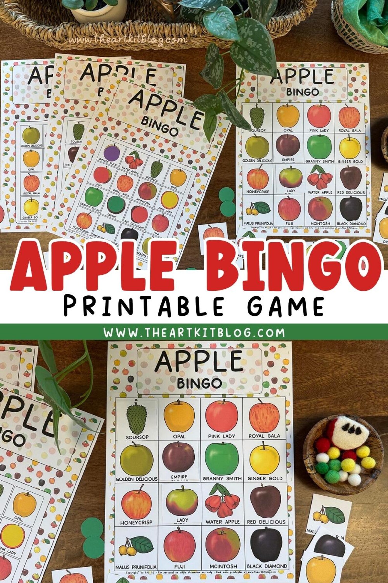 Types of Apples Bingo, Bingo Game Printable, Summer Games PDF, World ...