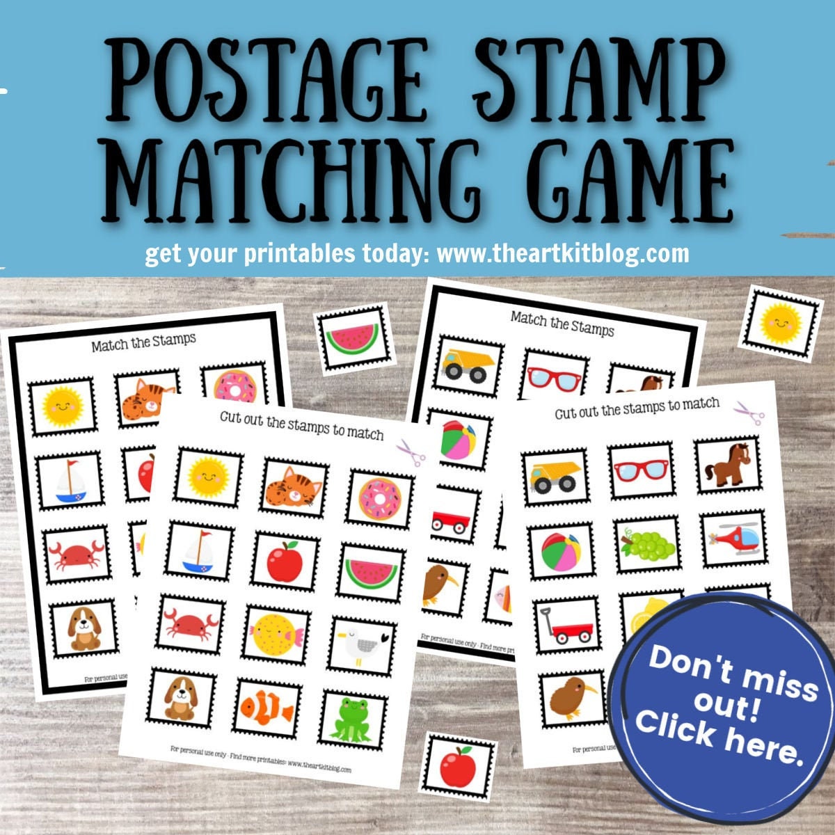 Match the Postage Stamps // Cute Kids Matching Game // Homeschool ...