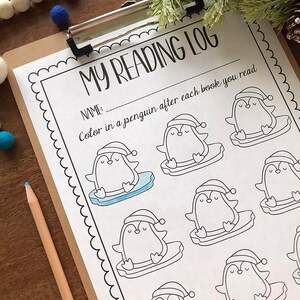Winter Printable Reading Log for Kids, Reading Progress, Literacy ...