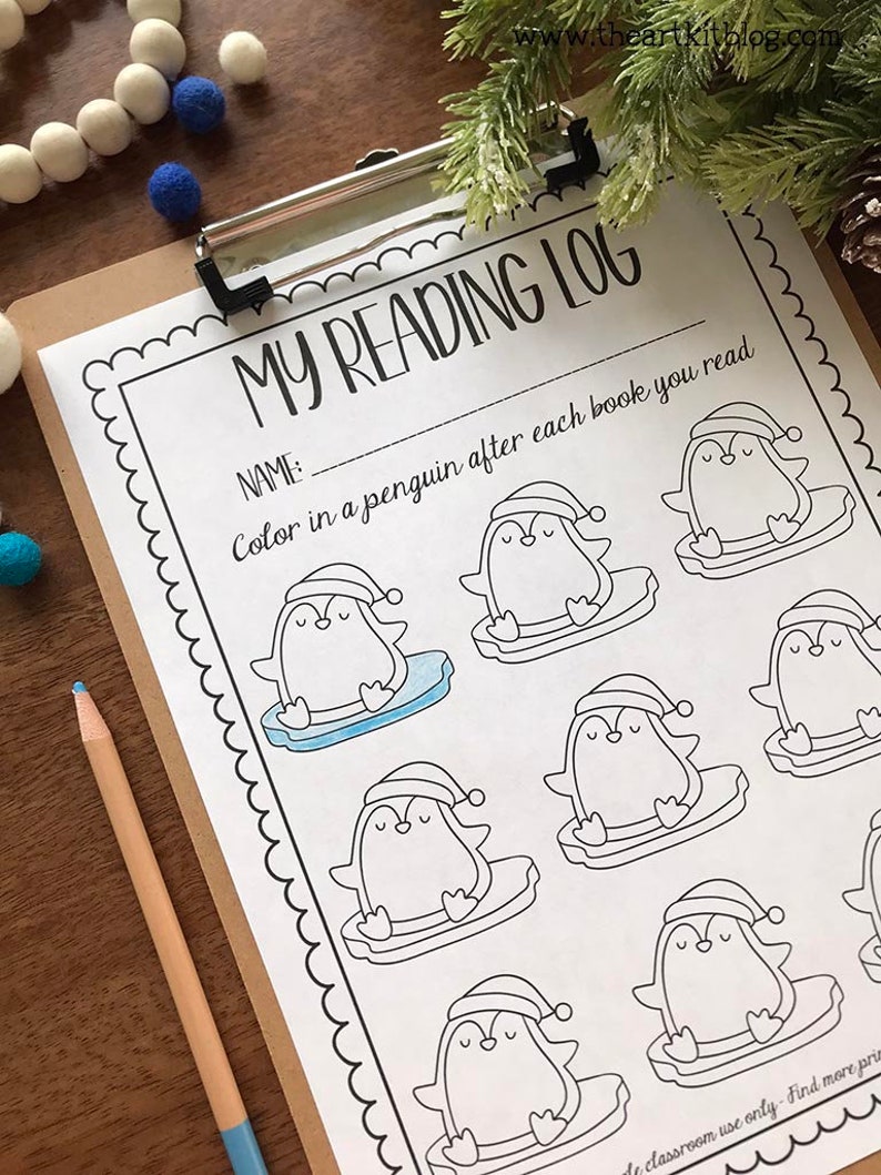 Winter Printable Reading Log for Kids, Reading Progress, Literacy ...