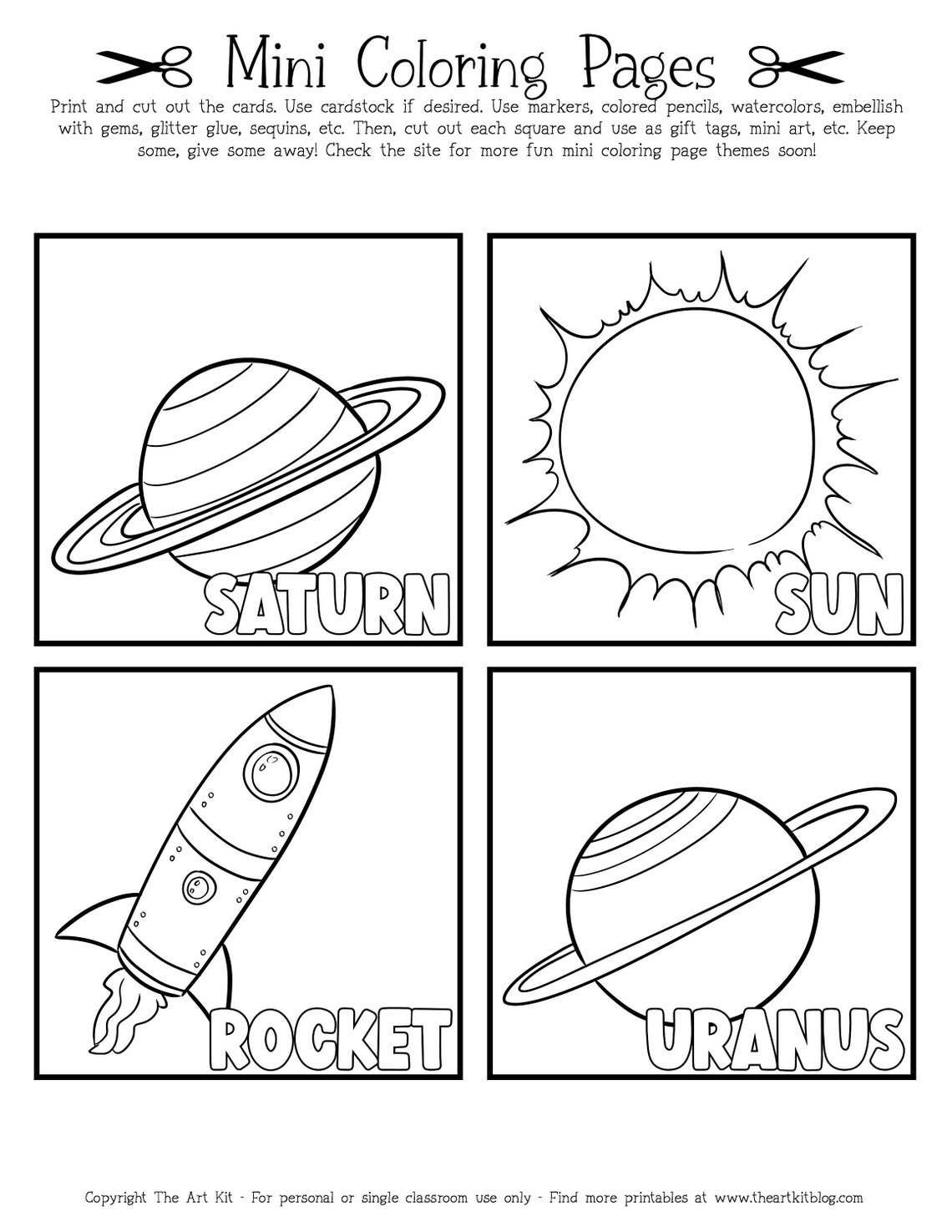 MINI Solar System Coloring Pages Book, 16 Mini Pages to Trace and Color ...