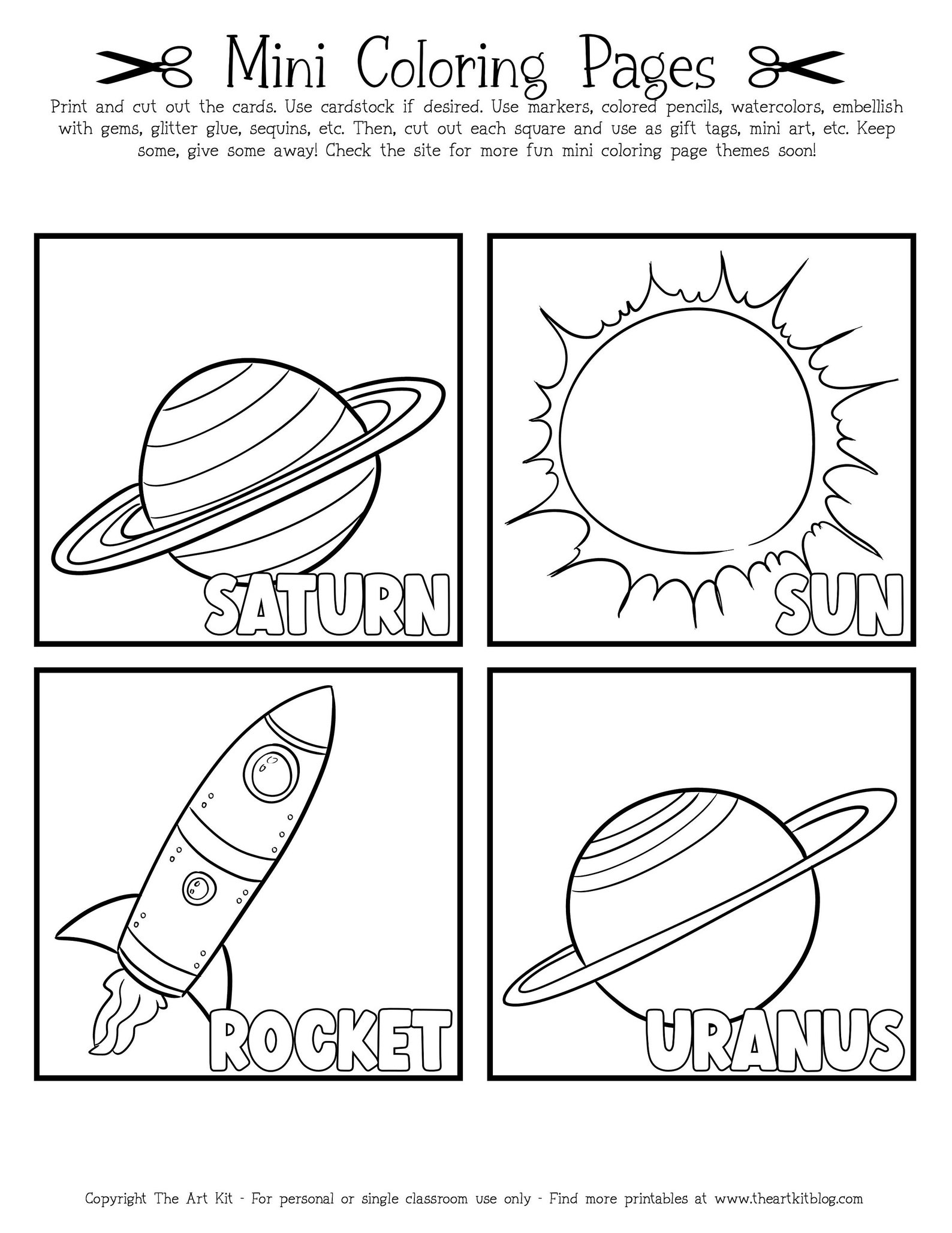 MINI Solar System Coloring Pages Book, 16 Mini Pages to Trace and Color ...