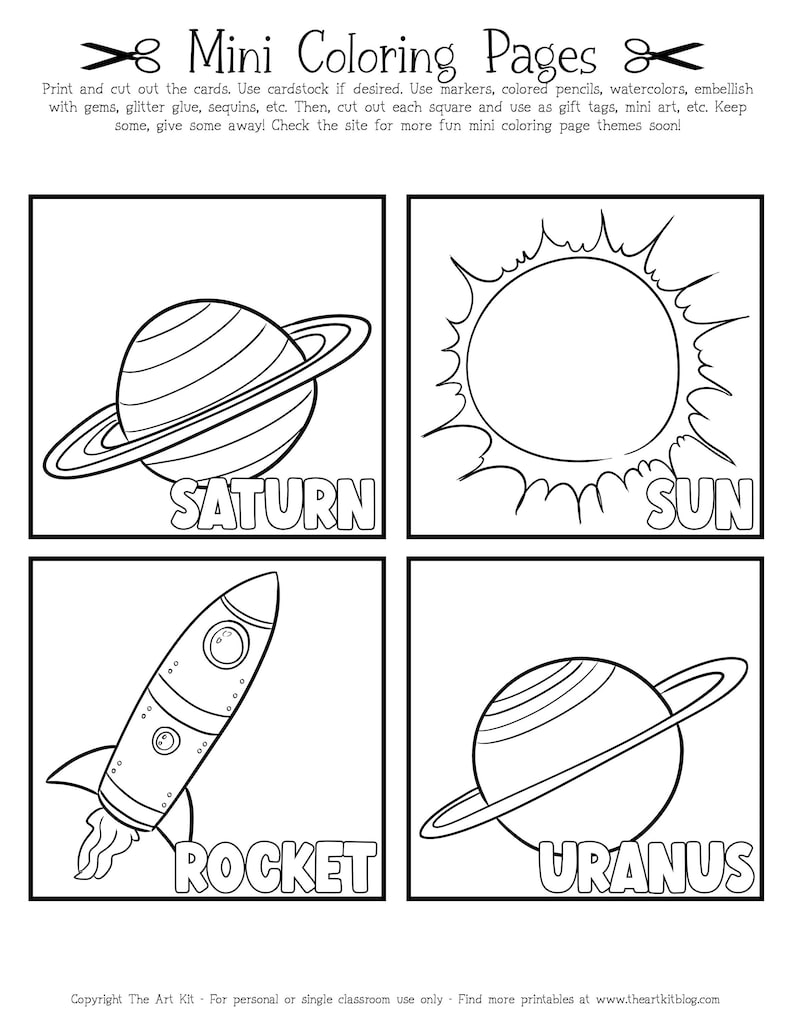 MINI Solar System Coloring Pages Book, 16 Mini Pages to Trace and Color ...