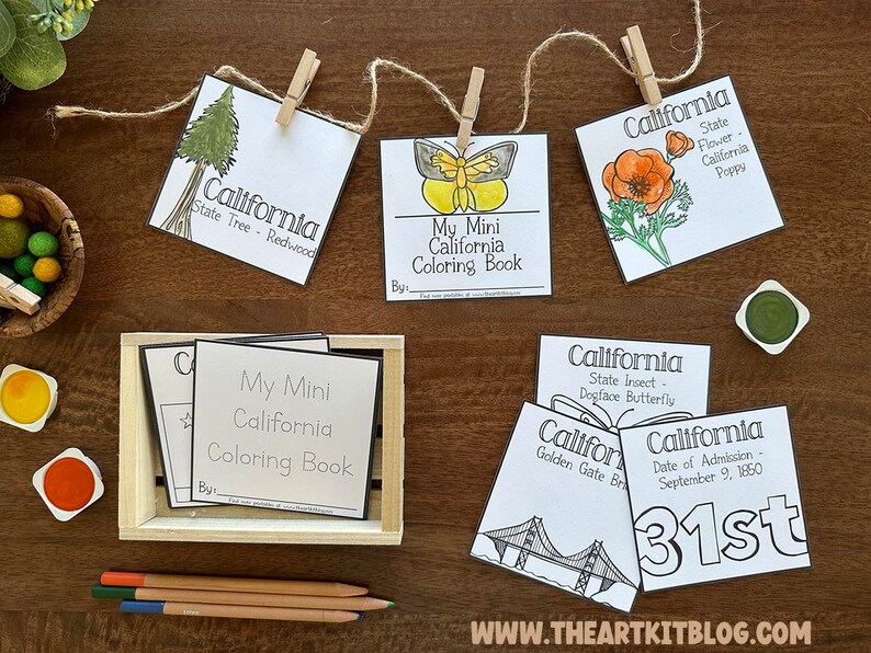 Mini CALIFORNIA Coloring Pages, 50 States Coloring Page, USA Homeschool ...