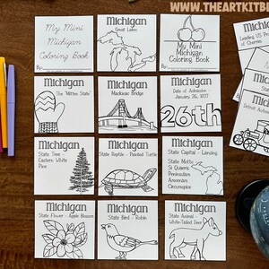 Mini MICHIGAN Coloring Pages, 50 States Coloring Page, USA Homeschool ...