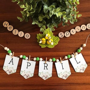 April Banner Printable, Spring Printable Wall Art, Spring Printable ...