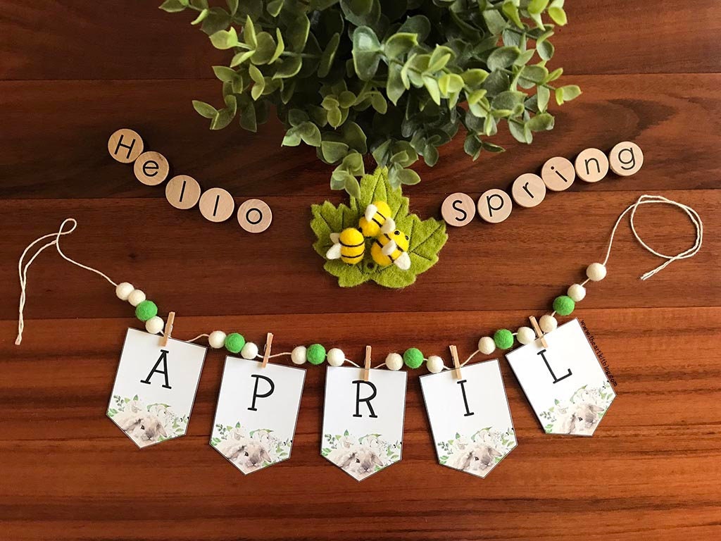 April Banner Printable, Spring Printable Wall Art, Spring Printable ...