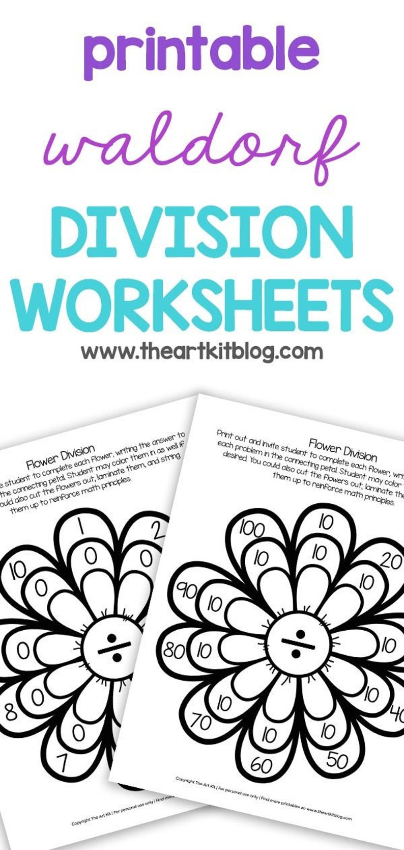 Division Flowers Activity Sheets 0 to 10 - Waldorf - Montessori ...
