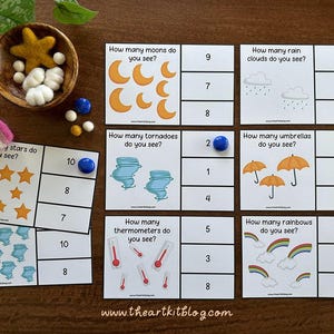 Weather Counting Clip Cards, Number Recognition Printable, Instant ...
