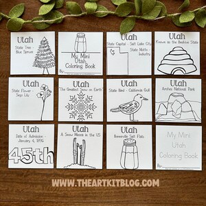 Mini UTAH Coloring Pages, 50 States Coloring Page, USA Homeschool ...