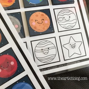 Solar System Space Matching Game Printable // Cute Kids Planets Match ...