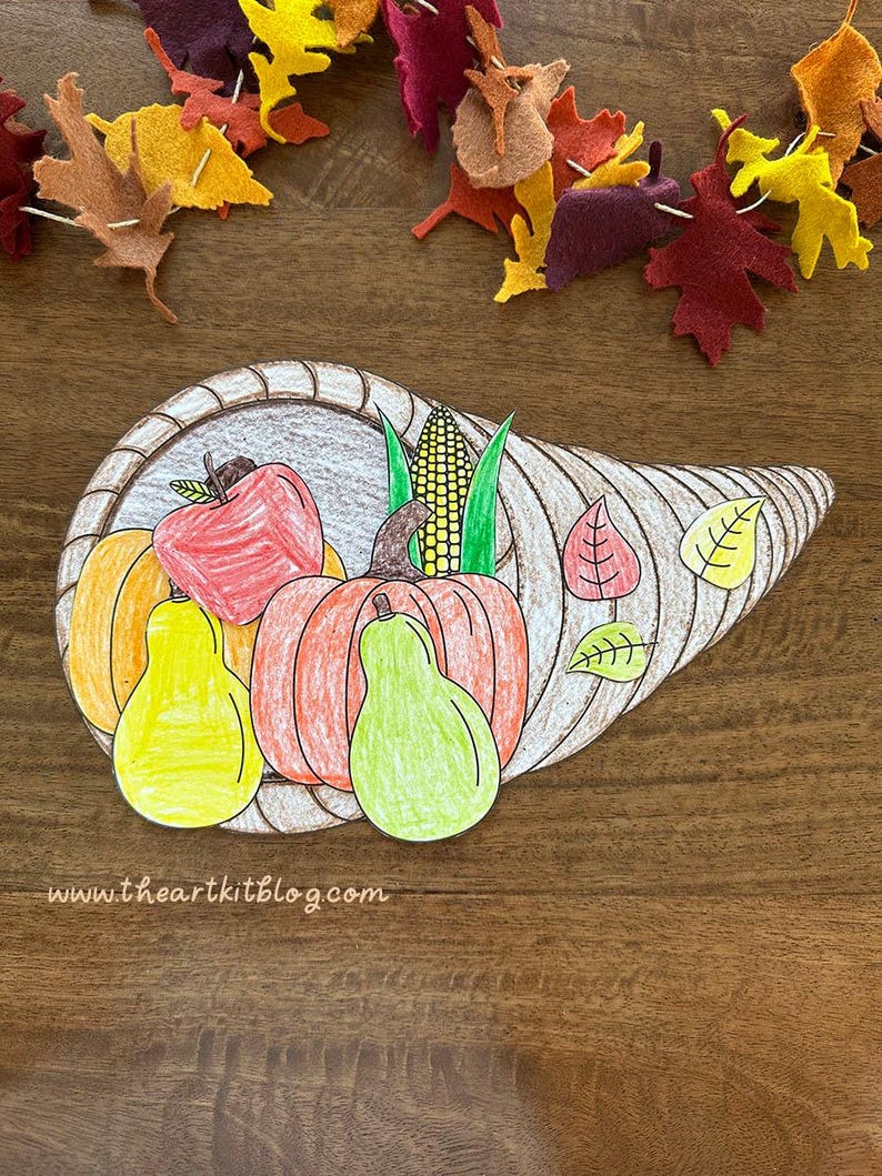 Cornucopia Template Printable, Thanksgiving Craft, Imaginative Play ...