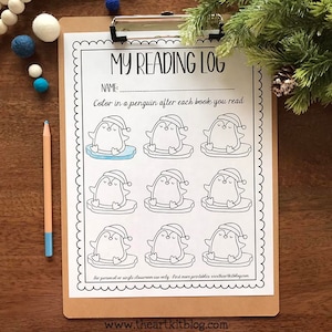 Winter Printable Reading Log for Kids, Reading Progress, Literacy ...
