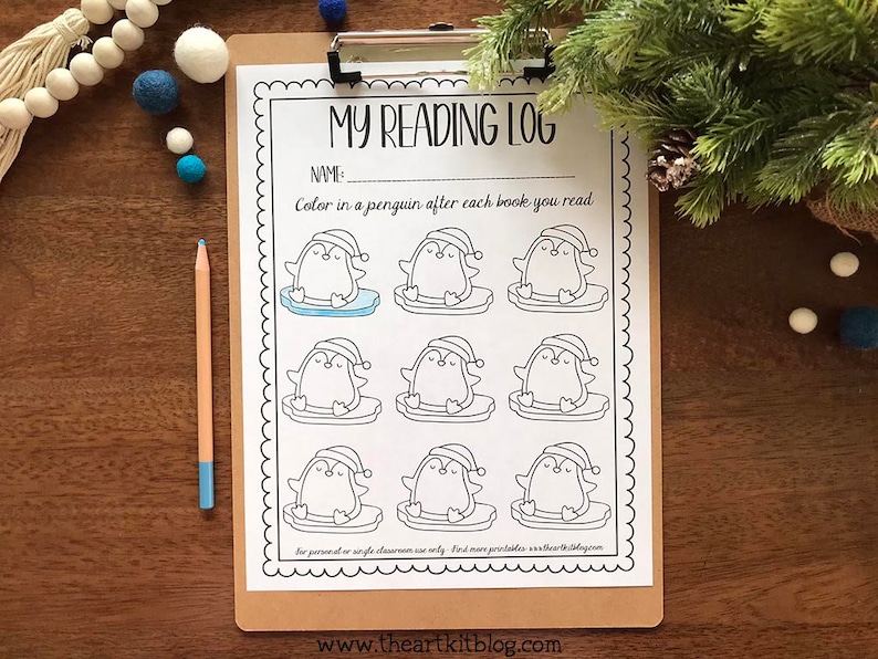 Winter Printable Reading Log for Kids, Reading Progress, Literacy ...