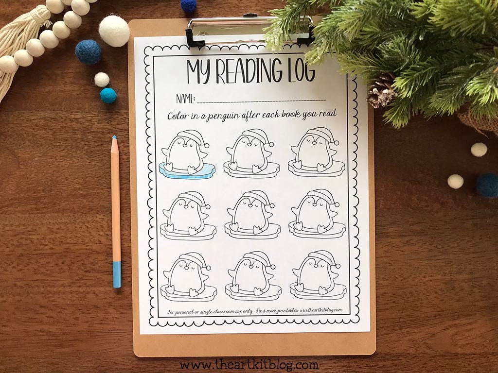 Winter Printable Reading Log for Kids, Reading Progress, Literacy ...