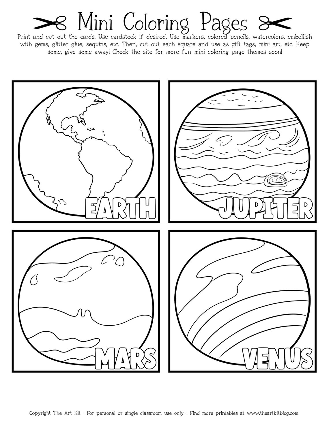 MINI Solar System Coloring Pages Book, 16 Mini Pages to Trace and Color ...