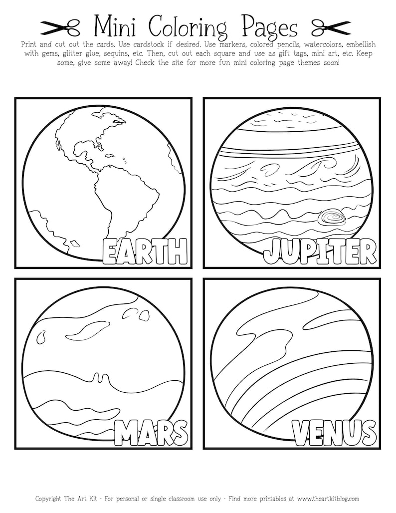 MINI Solar System Coloring Pages Book, 16 Mini Pages to Trace and Color ...