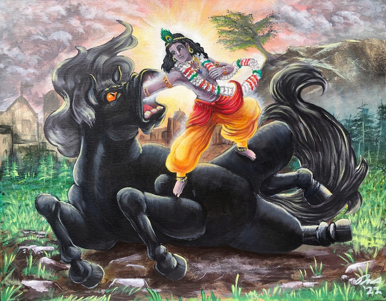 Lord Krishna and the Kesi Demon (2022) - Etsy